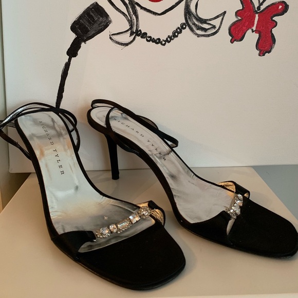 Richard Tyler | Shoes | Richard Tyler Satin Jeweled Heels | Poshmark